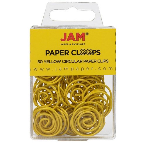 Jam Paper 50pk Circular Paper Clips - Yellow: Office Supplies, Plastic ...