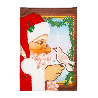 Evergreen Santa And Dove Applique Garden Flag 12 X 18 Inches Indoor ...