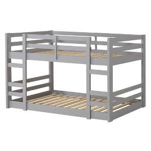 XIYUYEU Twin Over Twin Bunk Bed with Full Length Guardrail and Built-in Ladder,Modern Noise ...