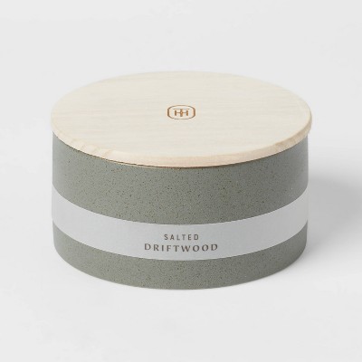 3-wick 14oz Matte Textured Ceramic Wooden Wick Candle Green/vetiver And ...