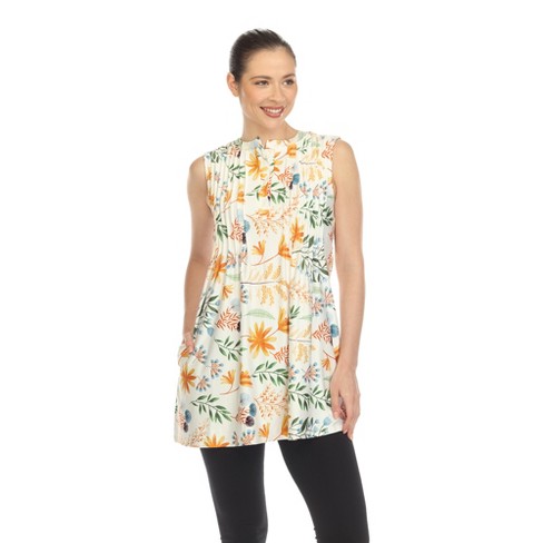 White Mark Women's Floral Sleeveless Tunic Top White Small - White Mark ...
