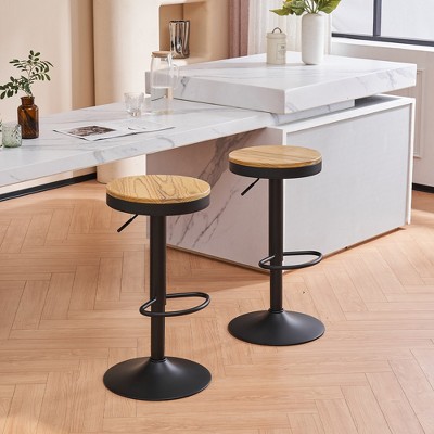 Younike Modern Bar Stools Adjustable Swivel Barstools Backless Round ...