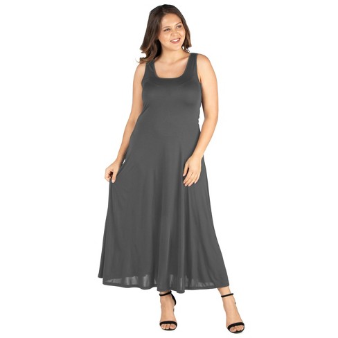 24seven Comfort Apparel Plus Size Tank Maxi Dress-grey-1x-grey-1x : Target