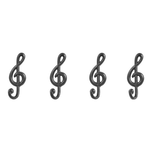 Danya B. 4 Piece Dark Brown Cast Iron Musical Note Treble Clef ...