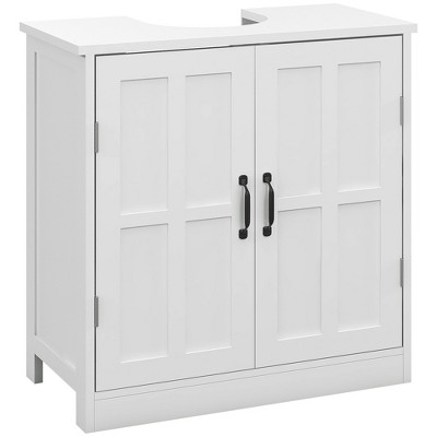 Kleankin Bathroom Sink Cabinet Pedestal Sink Cabinet with Adjustable Shelf White