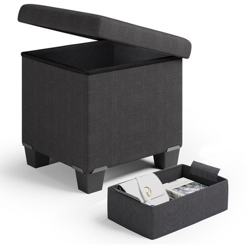 Nestl 15 Inch Square Ottoman Storage Bench With Storage Bin - Gray ...