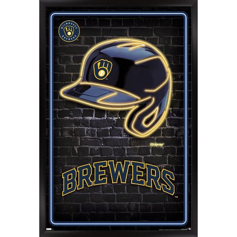 Trends International Mlb Milwaukee Brewers - Neon Helmet 23 Framed Wall ...