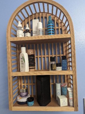 12" X 20" Wood And Rattan Wall Shelf Natural - Threshold™ : Target