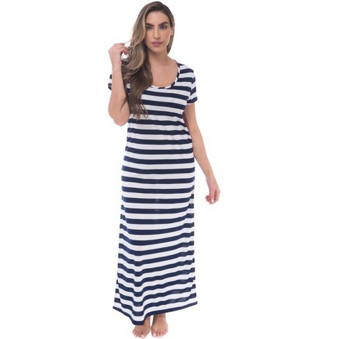Just Love Womens Stripe Maxi Dress Knit Jersey T-shirt Dress For Women ...