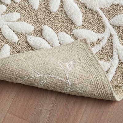 Madison Park Monroe Soft Floral Modern Cotton Tufted Bath Rug Taupe ...
