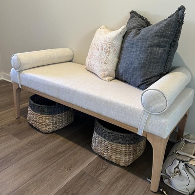Randolph Bench With Bolster Pillows Linen - Threshold™ Designed With Studio Mcgee : Target