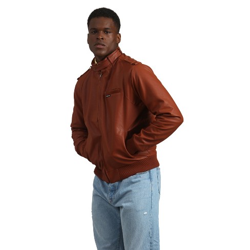 Members Only Men's Faux Leather Iconic Racer Jacket - Cognac - X-large ...