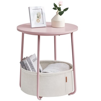 Vasagle Small Round Side End Table, Modern Nightstand With Fabric ...