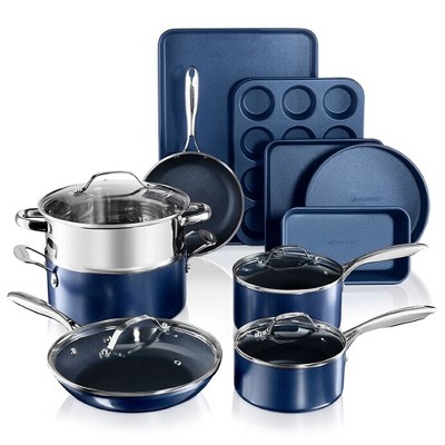 Granitestone Blue 15 Piece Nonstick Cookware And Bakeware Set : Target
