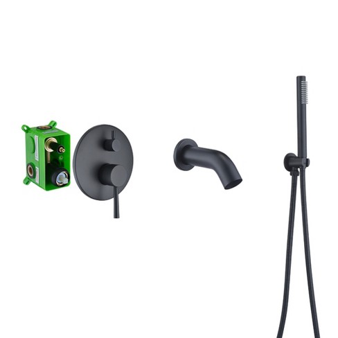 Sumerain Wall Mount Bathtub Faucet With Hand Shower, Matte Black ...