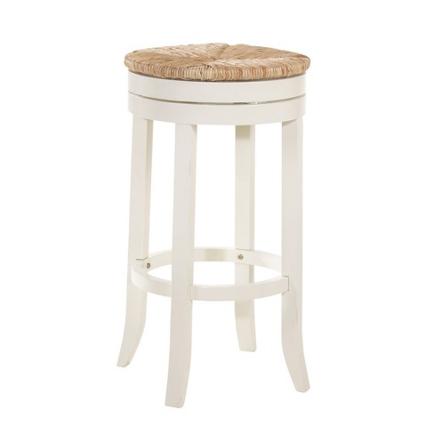 Carolina Living 30" Leif Swivel Rush Seat Barstool Antique White: Round ...