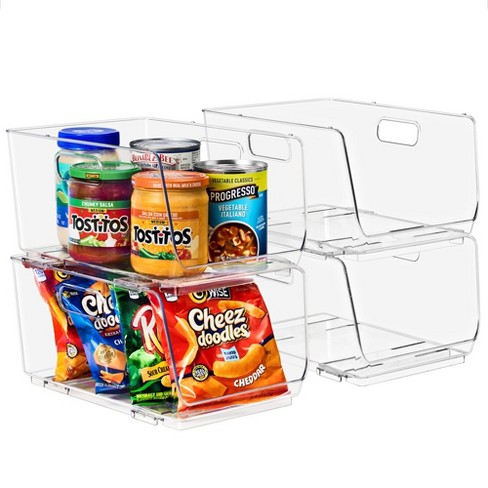 Sorbus 4 Pack Medium Open Front Clear Stackable Fridge Storage Bins ...
