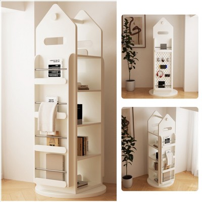 Faye Solid Wood 4-tier Bookcase, Adjustable Storage Shelf, 360 ...