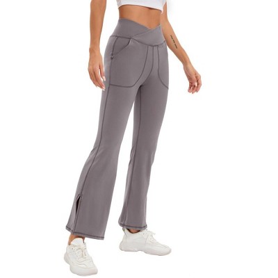 Women's High Waisted Yoga Pants V Crossover Flare Casual Workout Pants ...