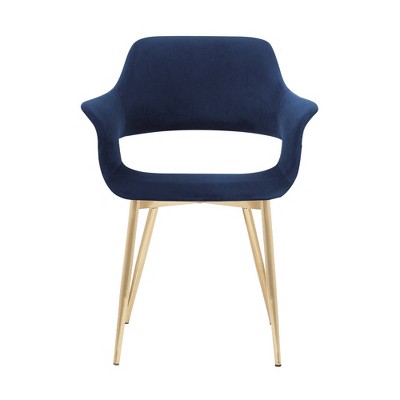 Gigi Velvet Metal Dining Room Chair Blue - Armen Living: Gold Legs ...