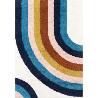 Nuloom Jerri Double Half Rainbow Kids Area Rug 5x7 In Beige : Target