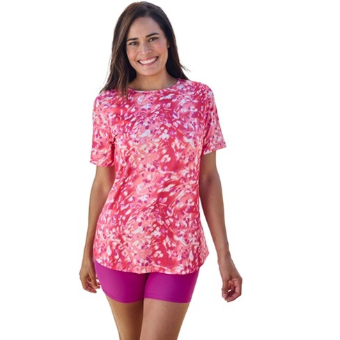 Swim 365 Women's Plus Size The Swim Tee - 18/20, Cherry Animal Abstract ...