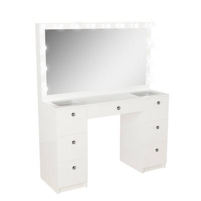 Emmy Lighted Makeup Vanity White - Boahaus : Target