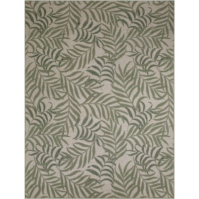 Nourison 8' X 10' Garden Oasis Tropical Leaf Flatweave Indoor Outdoor ...
