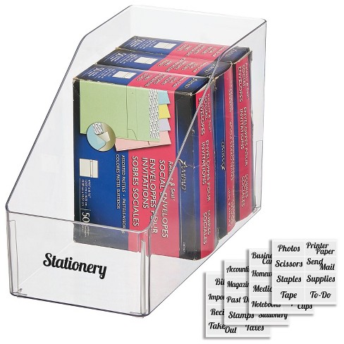 Mdesign Plastic Storage Bin For Office + 32 Adhesive Labels : Target