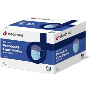 Dealmed Procedure Face Mask with Ear Loop and Shield | Blue | Box of 50 ...
