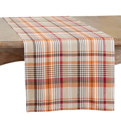 Saro Lifestyle Cotton Table Runner With Multi-Color Plaid Design : Target