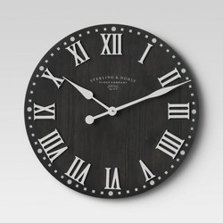 Northlight 23.5" Black Metal And Wood Country Rustic Round Wall Clock ...