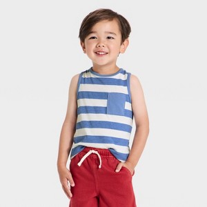 Baby Boys' Striped Tank Top - Cat & Jack™ White/Blue 18M : Target