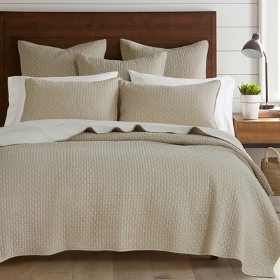 Cross Stitch Taupe King Quilt Set : Target