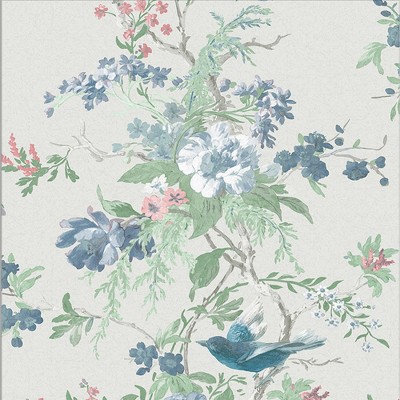 Nuit Lush White Floral Birds Paste The Wall Wallpaper : Target