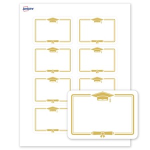 Avery® Matte 2-1/3" x 3-3/8" Name Badges, Gold Graduation Cap, 160ct ...