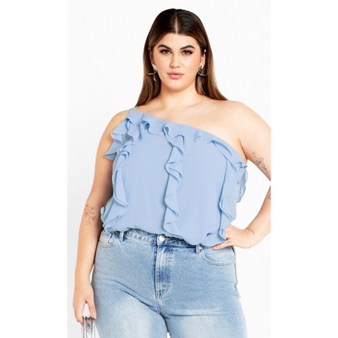 City Chic | Women's Plus Size Ruffle Rita Top - Baby Blue - 12 Plus ...