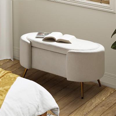 Alina Storage Bench With Metal Legs For Bedroom | Artful Living Design ...