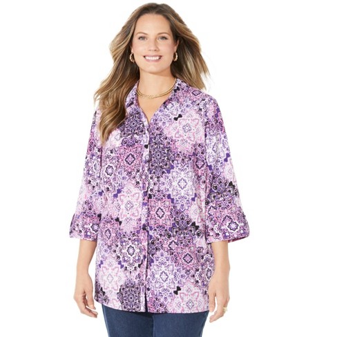 Catherines Women's Plus Size The Timeless Blouse - 1x, Deep Grape ...