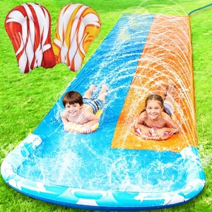 Joyfy 22.5ft Slip Water Slide with 2 Bodyboards, Summer Double Lawn ...