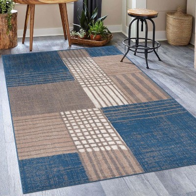 Luxe Weavers Modern Plaid Blue 8x10 Area Rug : Target