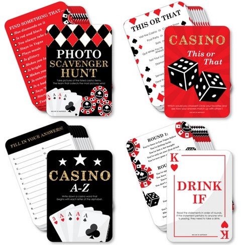 Big Dot Of Happiness Las Vegas - 4 Casino Party Games - 10 Cards Each ...