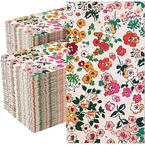 Trendables 100 Count Rectangle Paper Napkin Garden Print Dinner Napkins ...