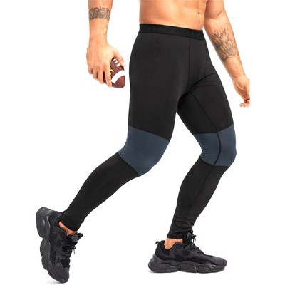 Men's Patchwork Tights Mesh Yoga Pants Compression Workout Leggings ...