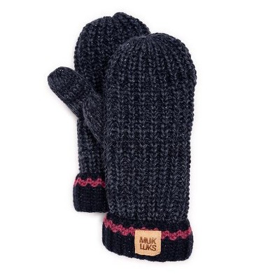 Muk Luks Women's Marled Chunky Stitch Mitten, Os, Dark Sapphire ...