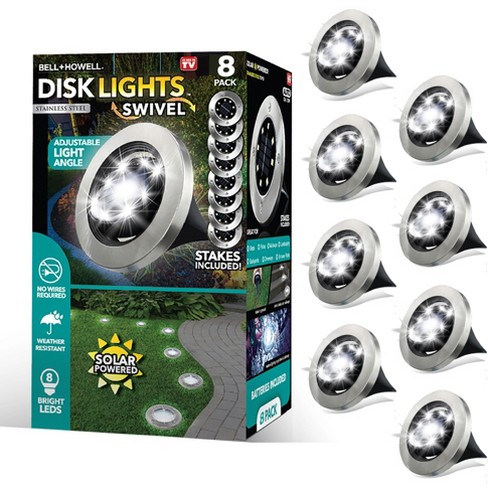 Bell + Howell 8 Led Swivel Solar Powered Disk Lights With Auto On/off ...