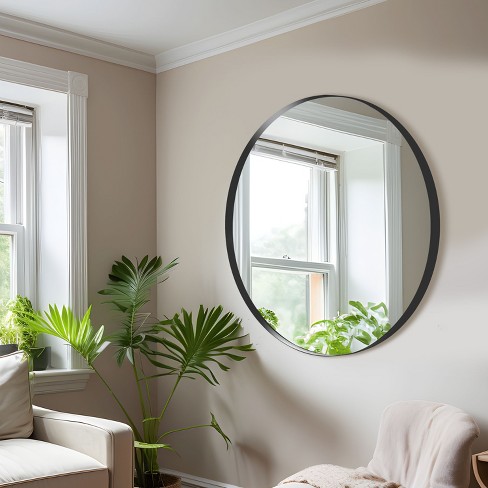 Dovelina Circle Mirror Metal Framed Decorative Wall Mirror - 35"x35 ...