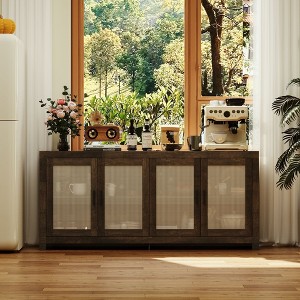 FUFU&GAGA Dark Wood Grain Display Cabinet, Elegant Brown Accent Storage ...