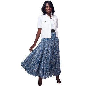 Jessica London Flowing Crinkled Maxi Skirt - 16, Sapphire Outlined ...