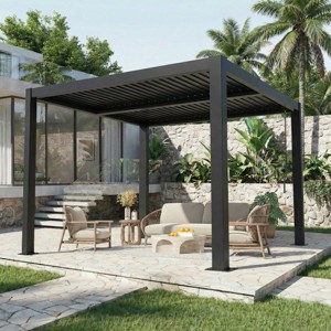 Erommy 10' x 10' Outdoor Pergola with Adjustable Louvered Roof ...